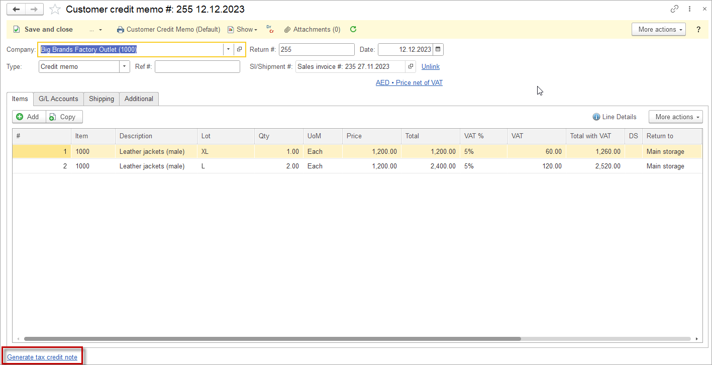Tax Invoice Issued & Tax Credit Note – AccountingSuite