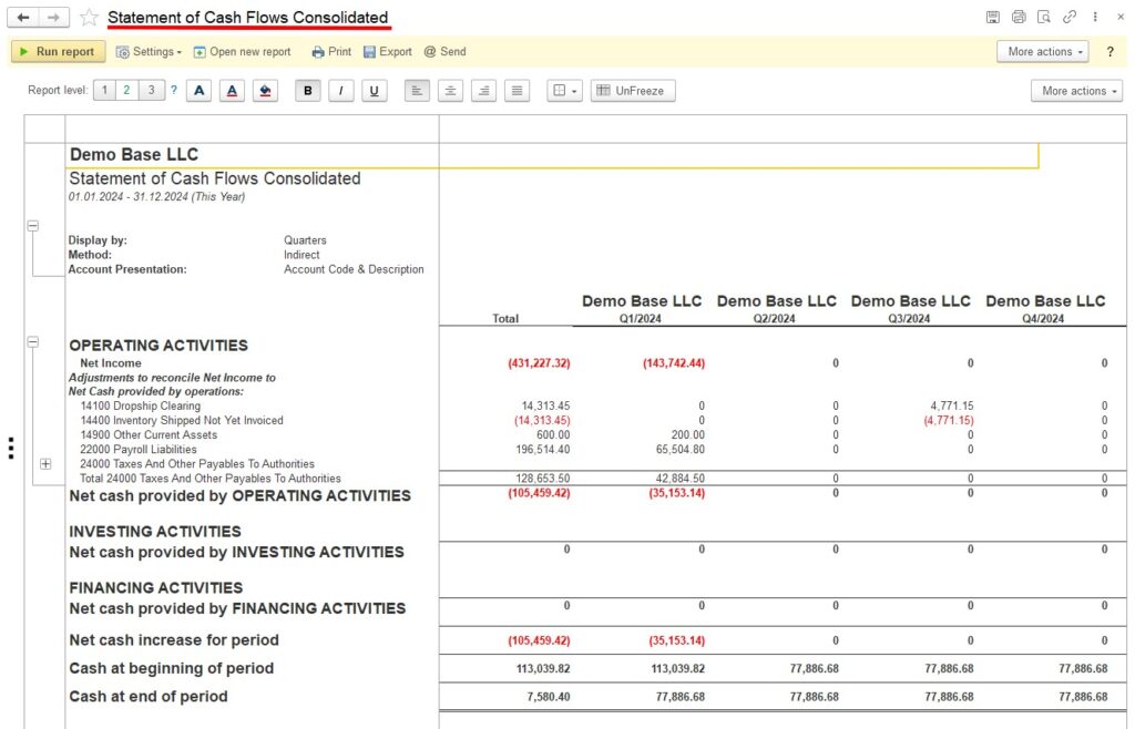 Consolidated reports – AccountingSuite
