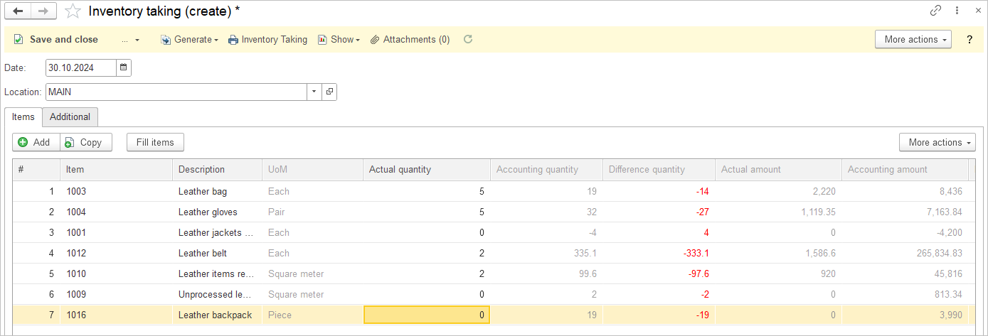 Inventory Taking – AccountingSuite