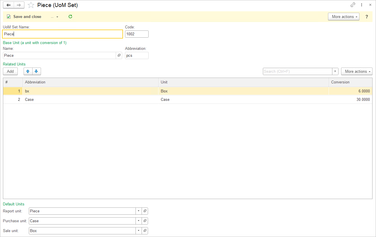 Unit of Measure Sets (UoM Sets) – AccountingSuite