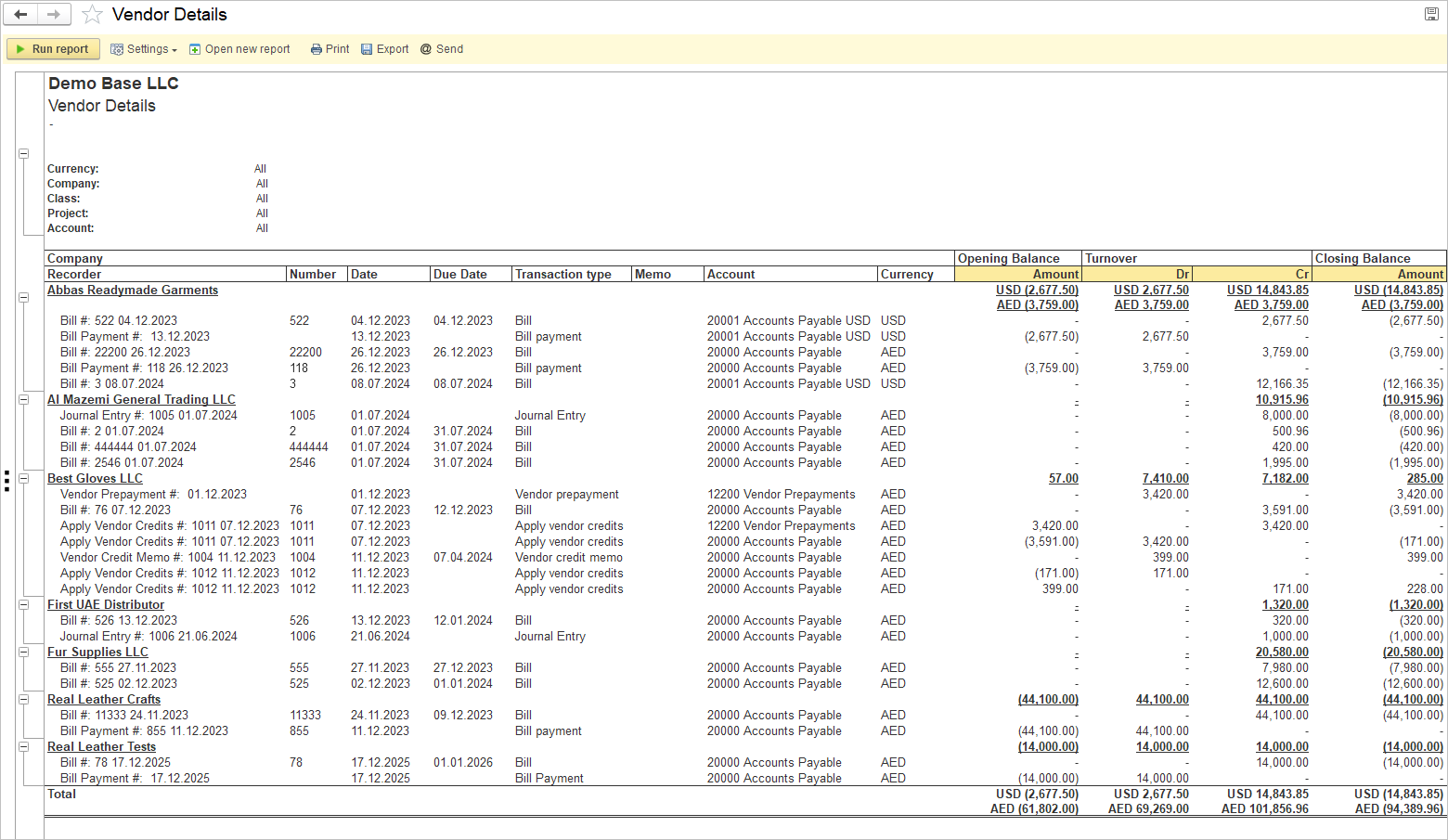 Vendor Details Report – AccountingSuite